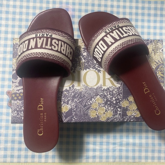 Dior | Shoes | Christian Dior Burgundy Slides | Poshmark